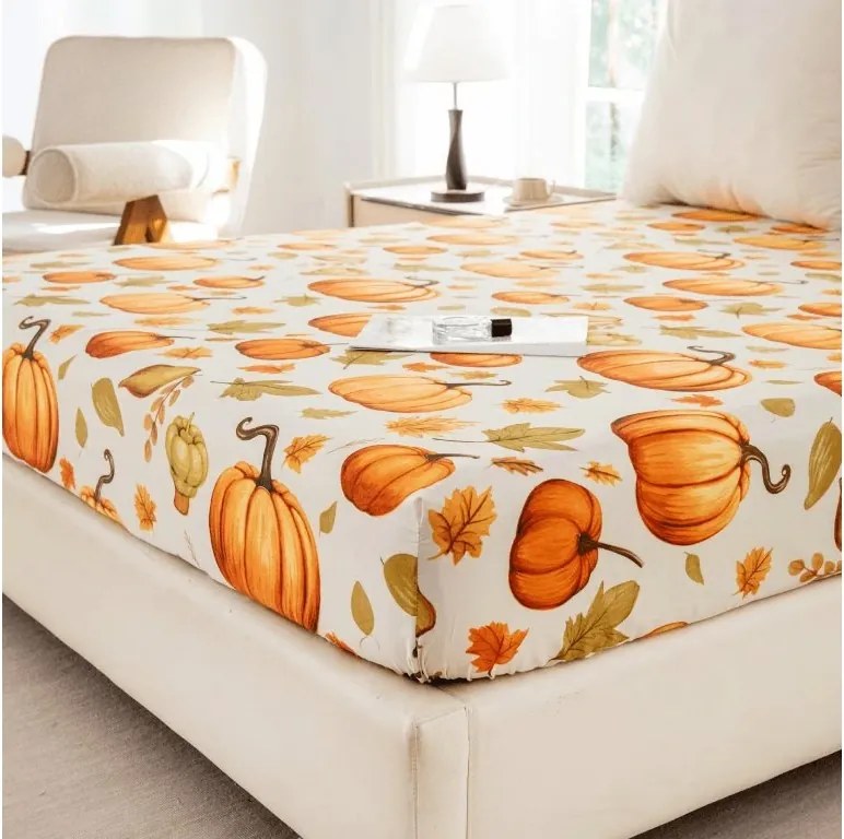 Prostěradlo z mikrovlákna AUTUMN PUMPKINS barevné 180x200 cm