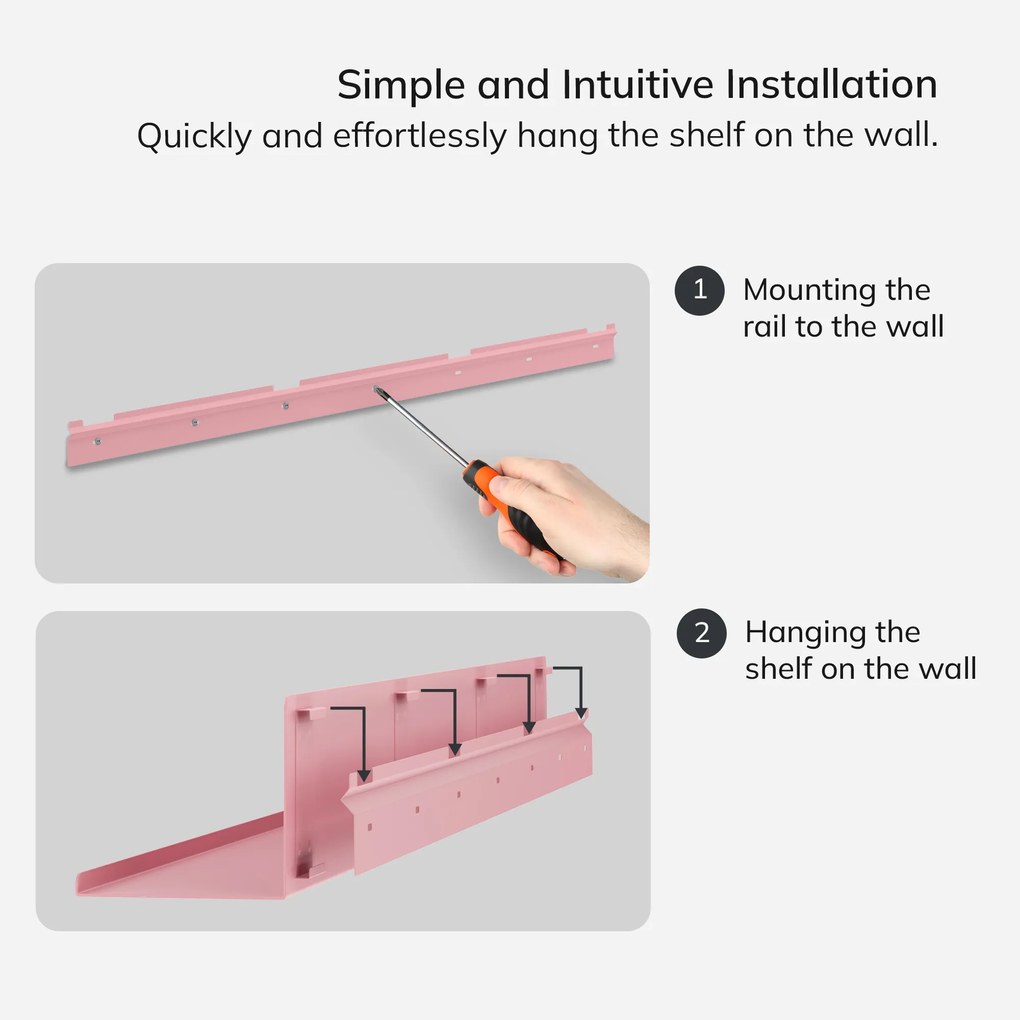 Polička na zeď JOANNE 1200 mm, Fresh Style: pudrově růžová