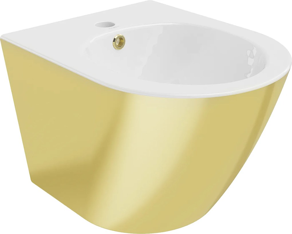 Mexen Lena, závěsný bidet 480x370x325 mm, bílá - zlatá, 35224806