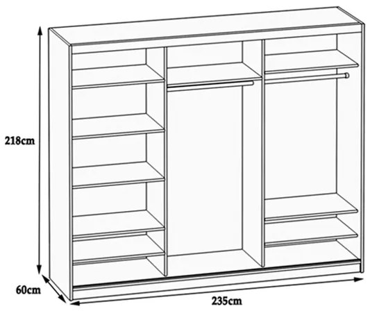 Designová šatní skříň Arvin 235 cm - dub sonoma / bílá