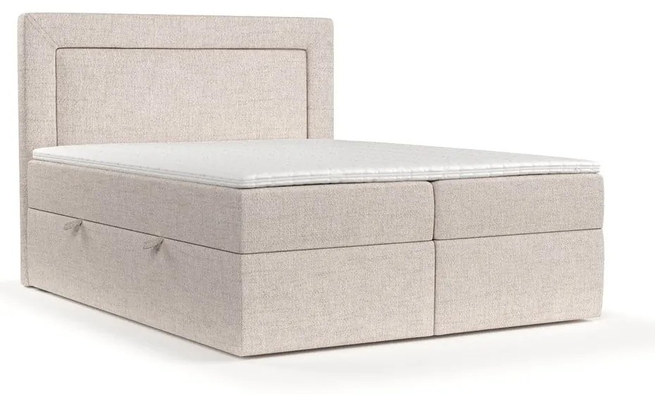 Béžová boxspring postel s úložným prostorem 200x200 cm Imagine – Maison de Rêve