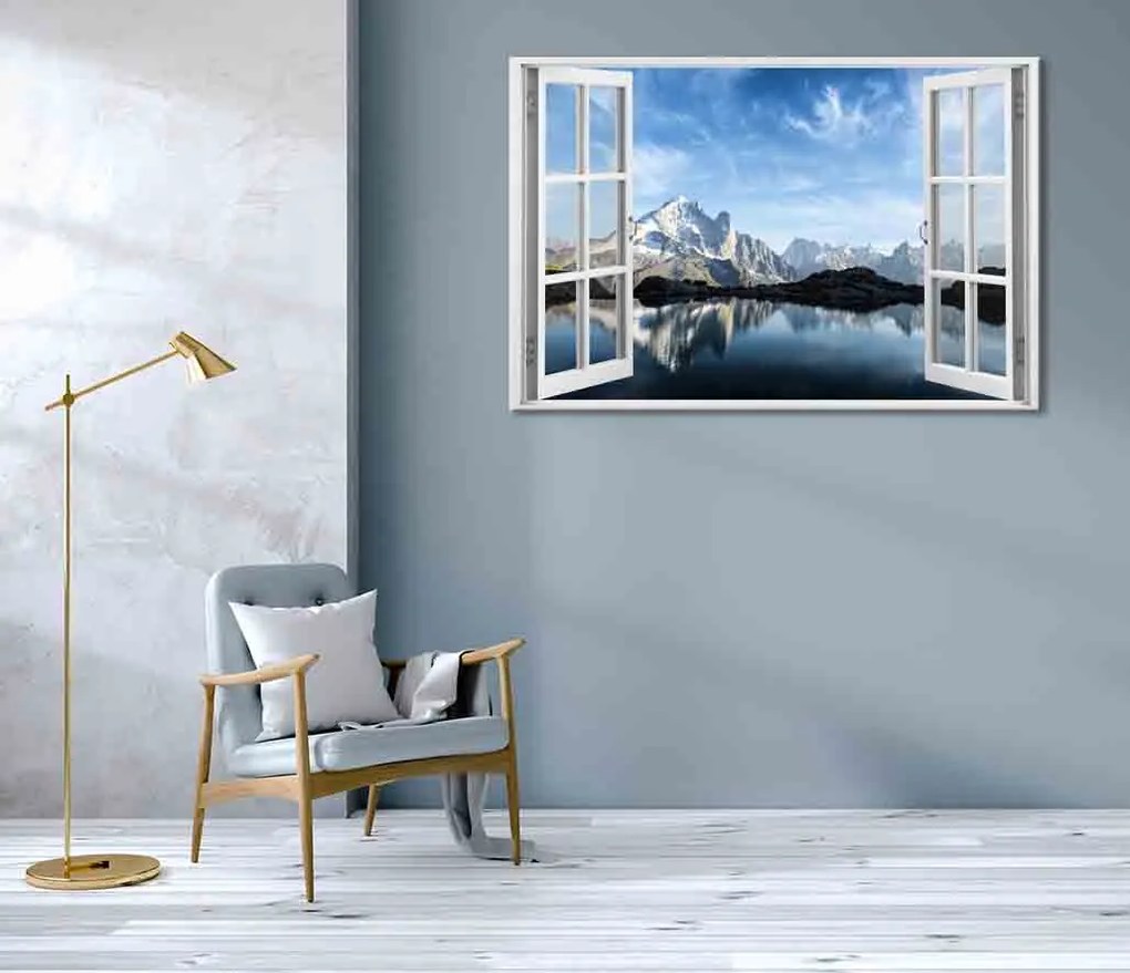 3D obraz okno na Lac Blanc Velikost (šířka x výška): 120x80 cm