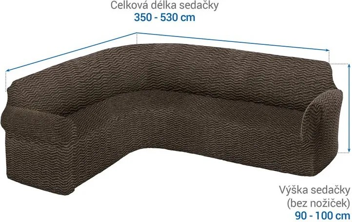 Bielastické potahy CRISTINA oříšková rohová sedačka (š. 350 - 530 cm)