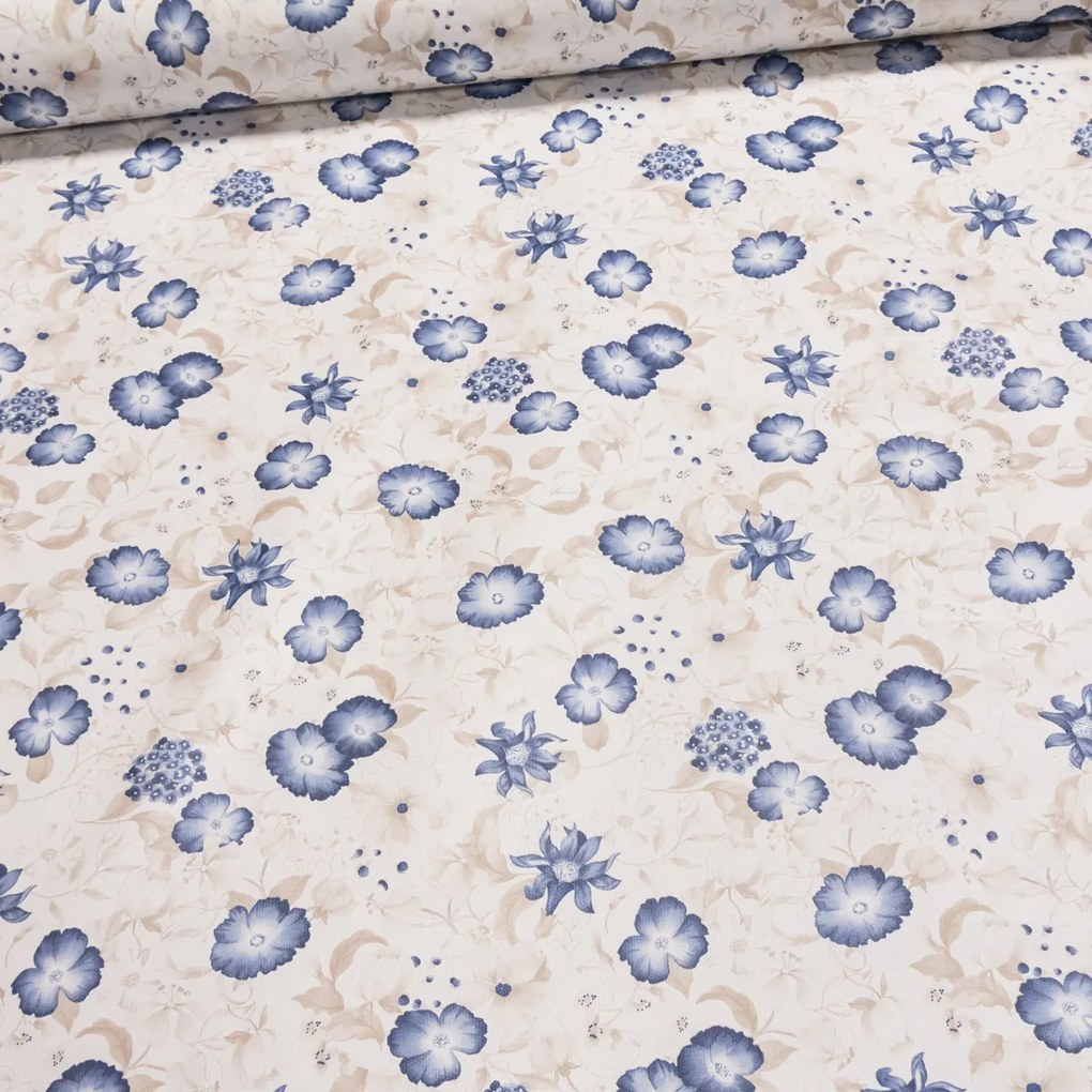 Bonita ubrus PVC s textilním podkladem 5H8/19 modré květiny, š.140cm (metráž)