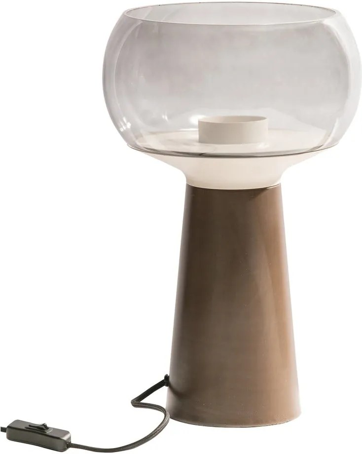 Hnědá kovová stolní lampa BePureHome, výška 37 cm
