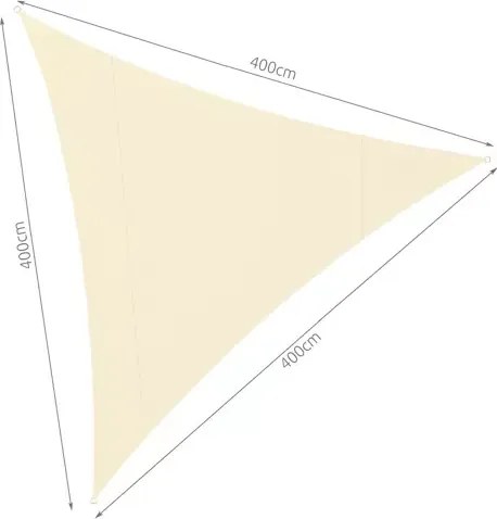 Stínící sluneční plachta trojúhelník 4 × 4 × 4 m – Béžová