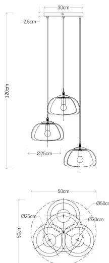 Globo 15743-3HR - Lustr na lanku JELLA 3xE14/40W/230V