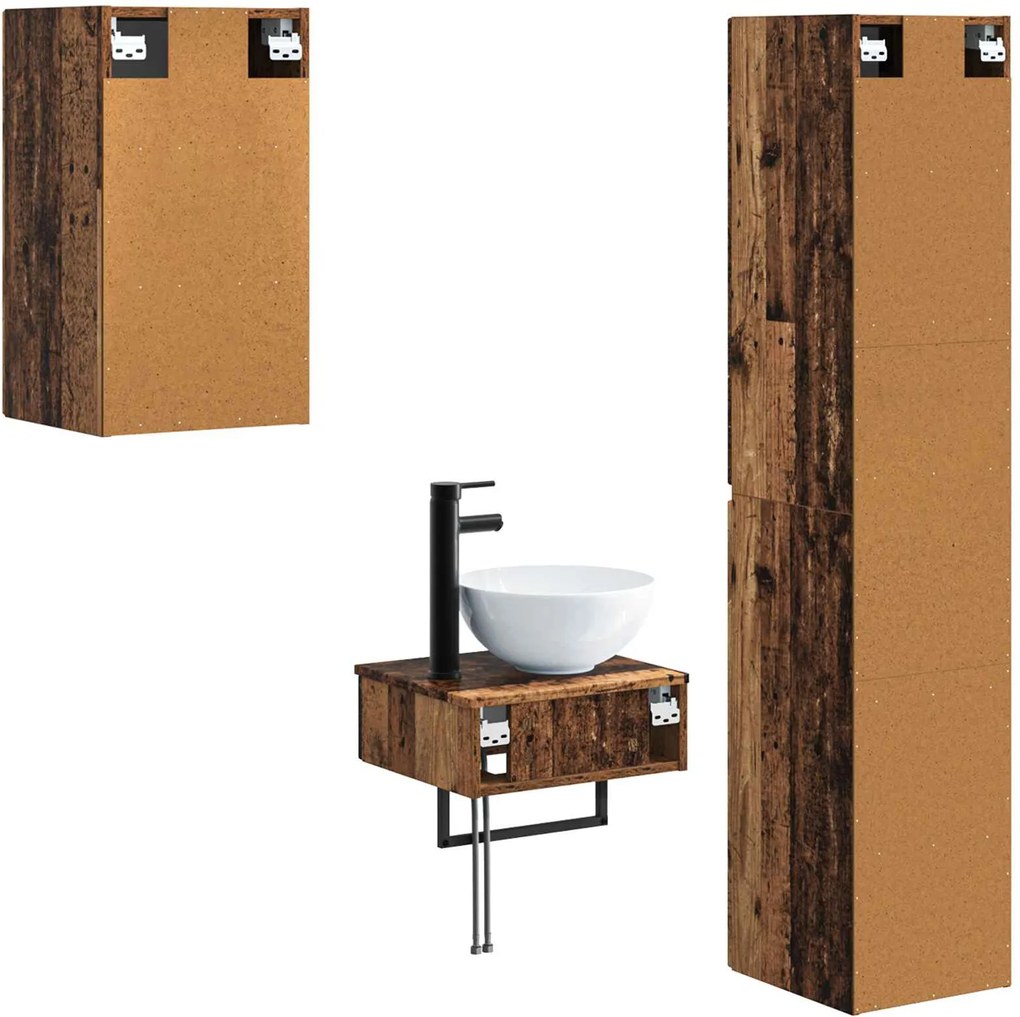 Sada koupelnového nábytku 3 ks Staré dřevo 33 x 34,5 x 160 cm 3406051