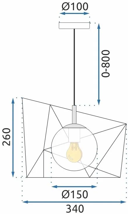 Toolight, závěsná stropní lampa 1xE27 APP1022-1CP, černá-bílá, OSW-06112