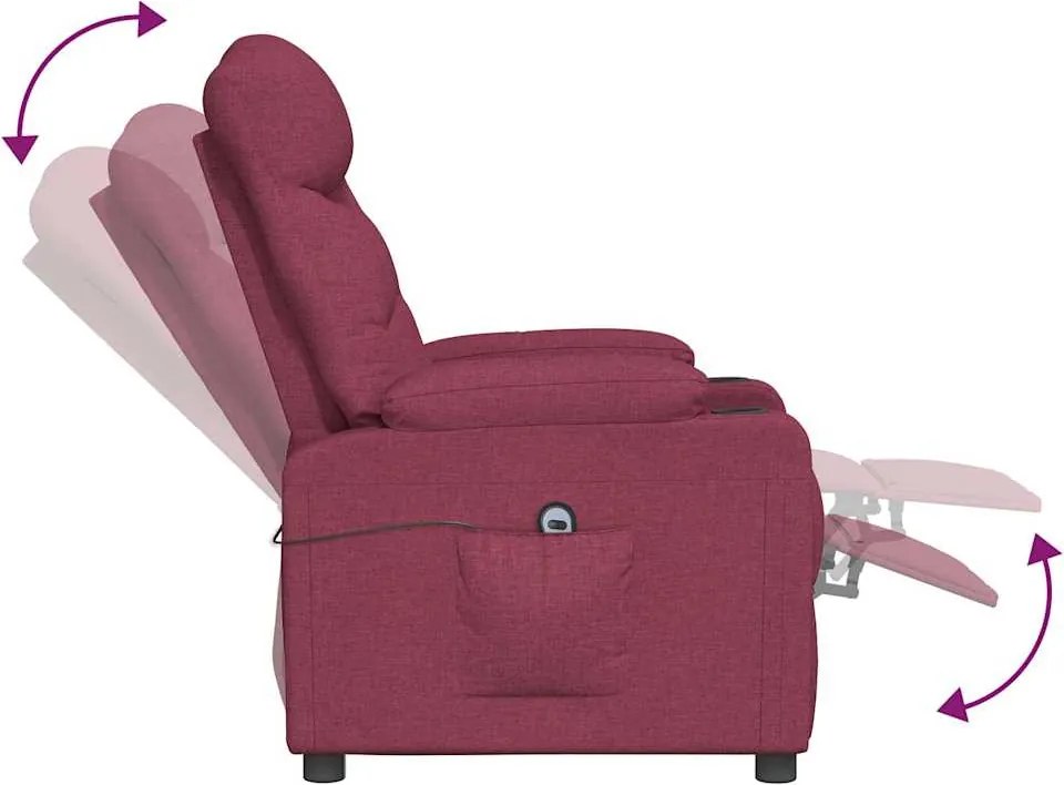 Elektrické polohovací křeslo vínové textil 3098818
