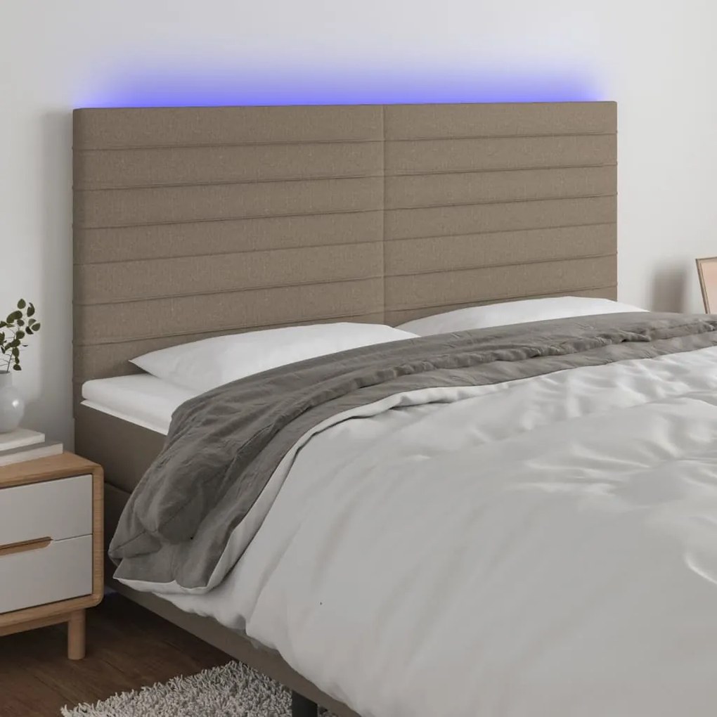 Čelo postele s LED taupe 160x5x118/128 cm textil 3122574