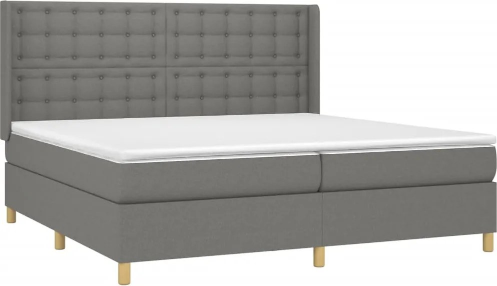 Box spring postel s matrací a LED tmavě šedá 200x200 cm textil 3139222