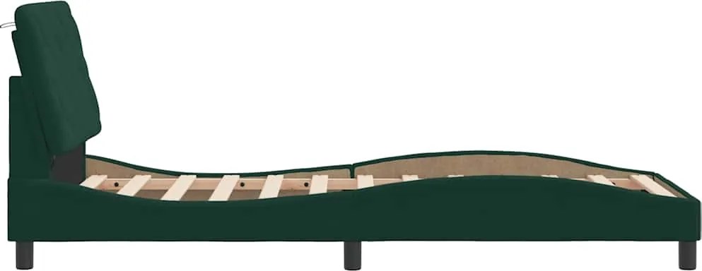 Rám postele s LED bez matrace tmavě zelený 90 x 200 cm samet 3213834