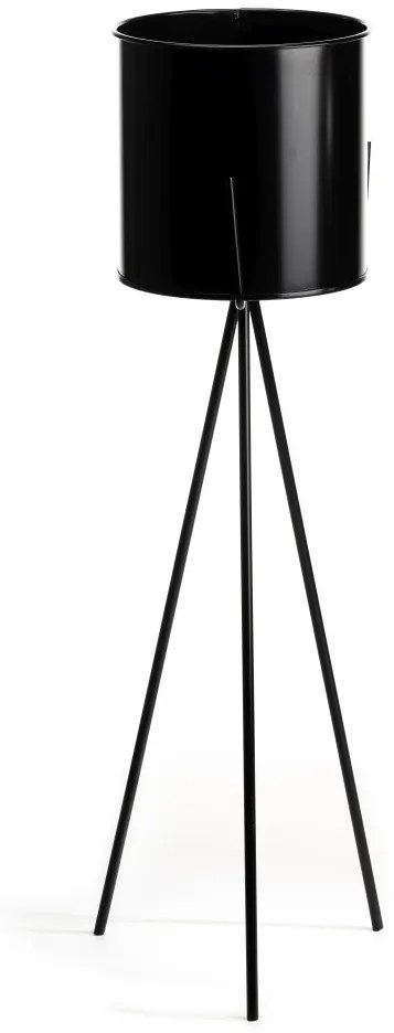 KOVOVÝ KVĚTINÁČ SE STOJÁNEM TRIPOD 80X25 CM ČERNÁ