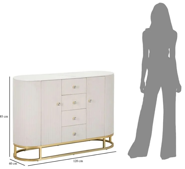 Designová komoda Hadassah 120 cm krémová