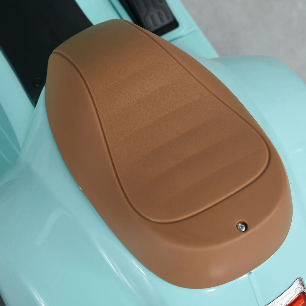 HOMCOM VESPA elektrická motorka dětská motorka elektrické vozidlo 18-36 měsíců 3 km/h LED světlo zvuk PP plast kov zelená 66,5 x 38 x 52 cm