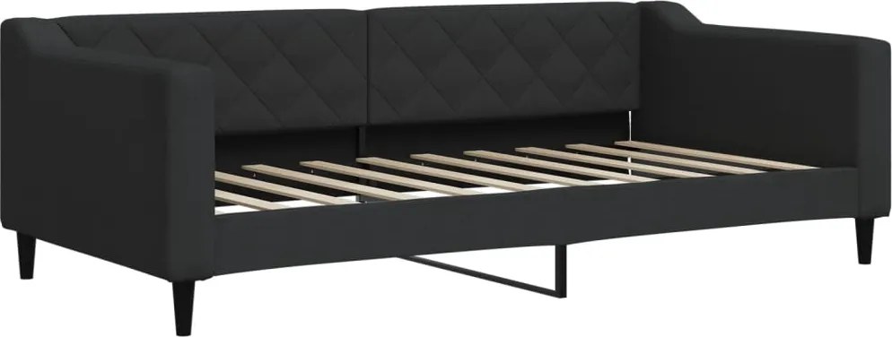 Válenda s přistýlkou a zásuvkami černá 90 x 190 cm textil 3197492