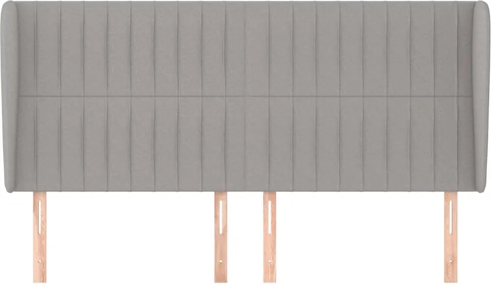 Čelo postele typu ušák světle šedé 203x23x118/128 cm textil 3118216