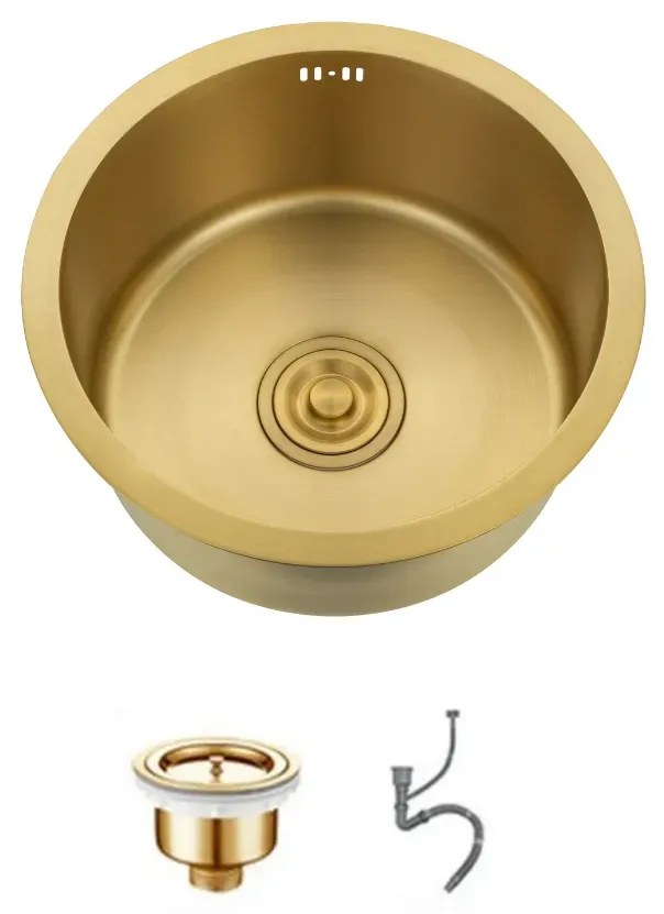 Velazo Dřez 1 komorový, nerez - VE-4242G, ø 42 cm, zlatý