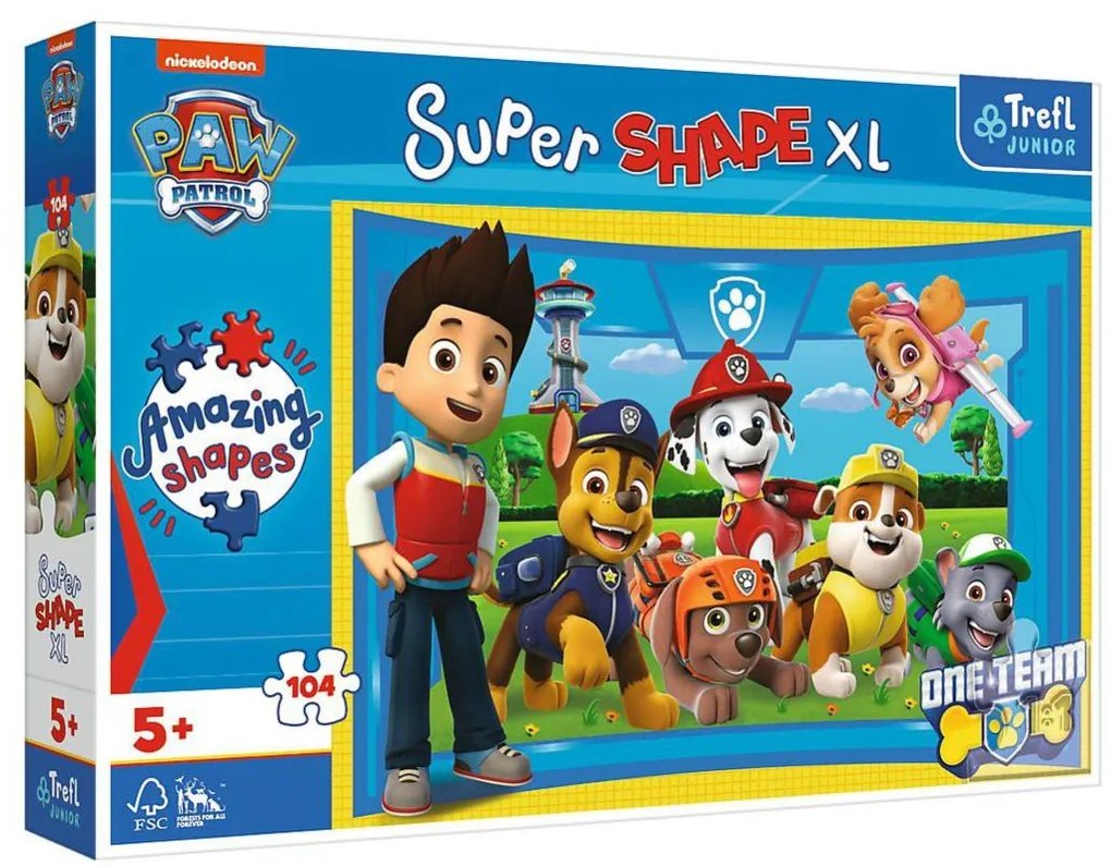 Puzzle 104 XL Super Shape Přátelé štěňat Tlapková patrola/Paw patrol 60x40cm v krabici 40x27x6cm