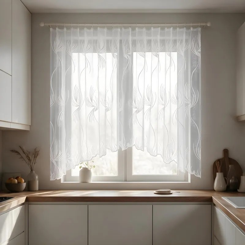 Hotová žakarová oblouková záclona bílá 160x320 Ervi 7044