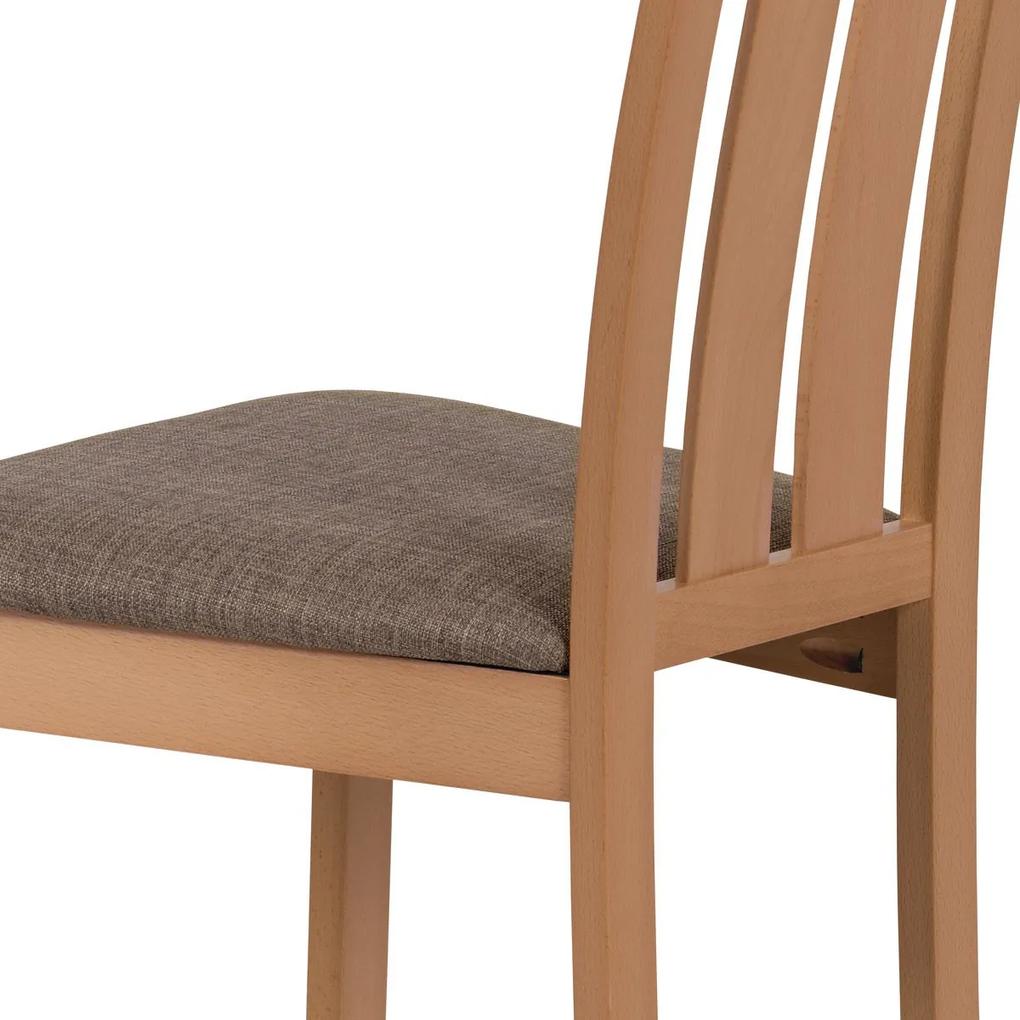 Autronic Dřevěná jídelní židle BC-2602 BUK3, buk/potah hnědý melír