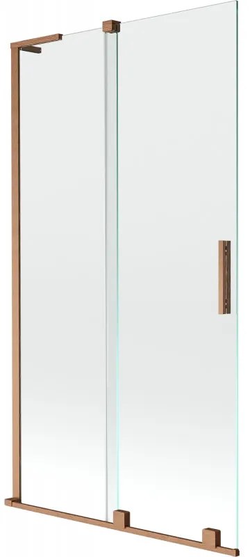 Mexen Velar L, 2-křídlová posuvná vanová zástěna 100 x 150 cm, 8mm čiré sklo, měděná matná, 896-100-003-01-65