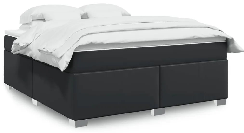 Box spring postel s matrací černá 180x200 cm umělá kůže 3285221