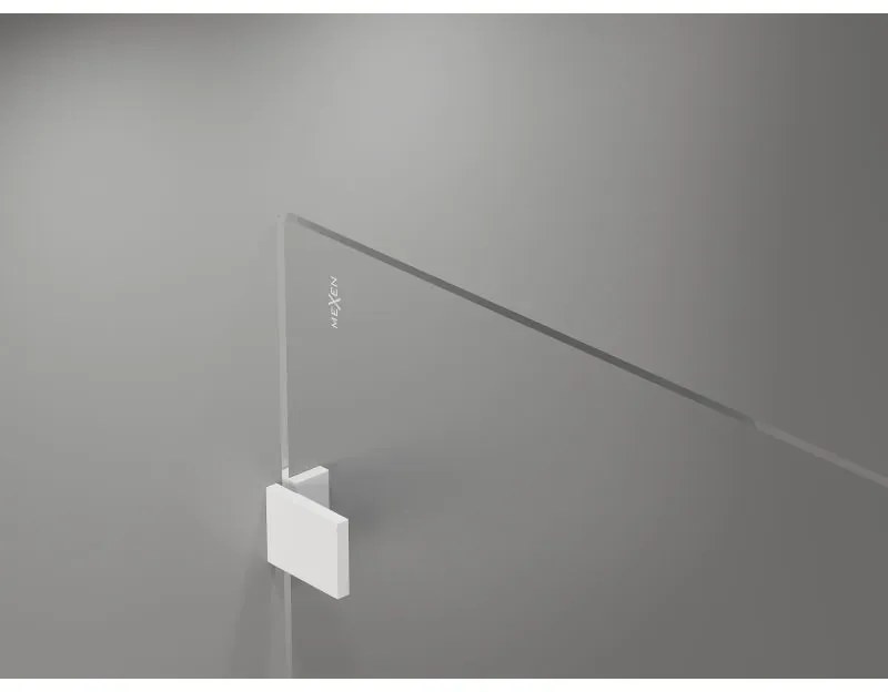 Mexen Lunar sprchová stěna pravá 140 x 200 cm, 8mm čiré sklo, bílá, 830-140-000-20-00-P