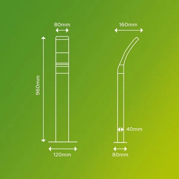 Philips 8719514417816 Splay venkovní svítidlo sloupek LED 12W/1200lm 4000K IP44 antracit