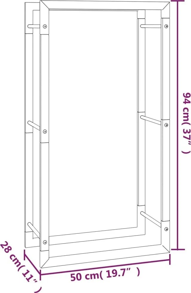 vidaXL Stojan na palivové dřevo matný 50x28x94 cm ocel [350305] Barva: Stříbrná