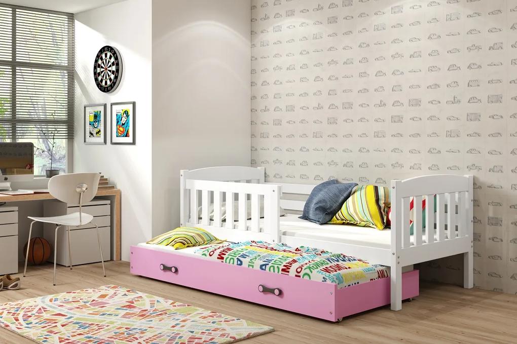 BMS Group Dětská postel s výsuvnou přistýlkou KUBUS bílá Velikost postele: 190x80 cm, Barva šuplíku: Modrá