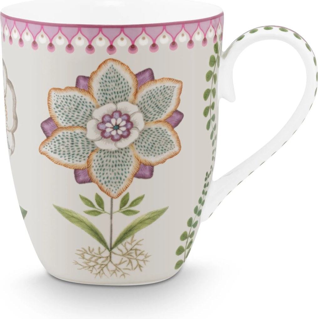 Pip Studio Lily &amp; Lotus hrnek 350ml, bílý (Porcelánový hrnek)
