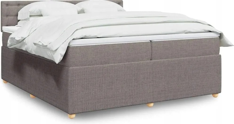 Box Spring Postel S Matrací Textil Taupe tlačítka 200 x 200 cm