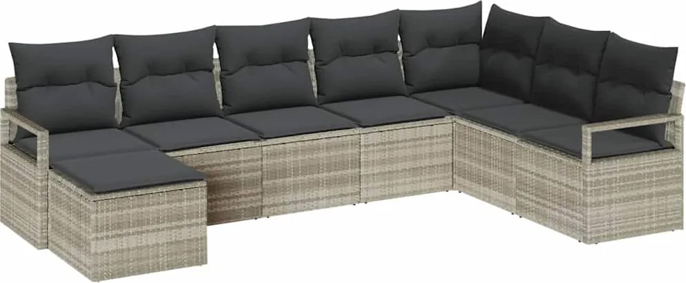 Set pohovek 7 ks Světle šedá polyratan 3346472