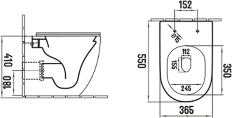 Mexen Lena stojatá WC mísa Rimless Tornado s pomalu padací slim deskou, duroplast, bílý lesk - 3222T4000
