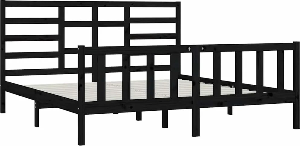 Rám postele černý masivní borovice 200 x 200 cm 3107637