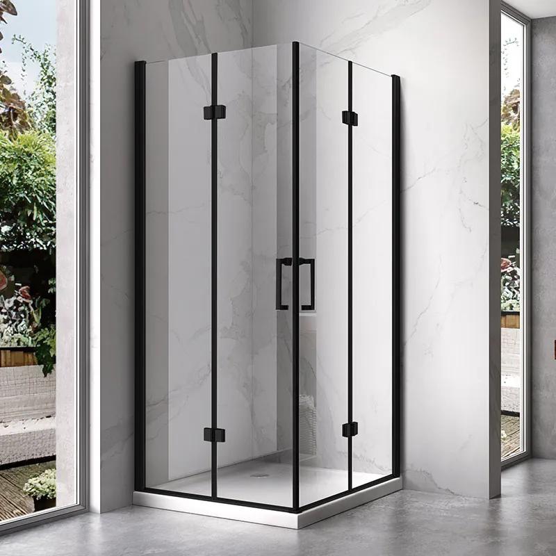BPS-koupelny Čtvercový sprchový kout HYD-SK08D 100x100 černá/transparent + vanička HYD-OSV-SXL02C černá