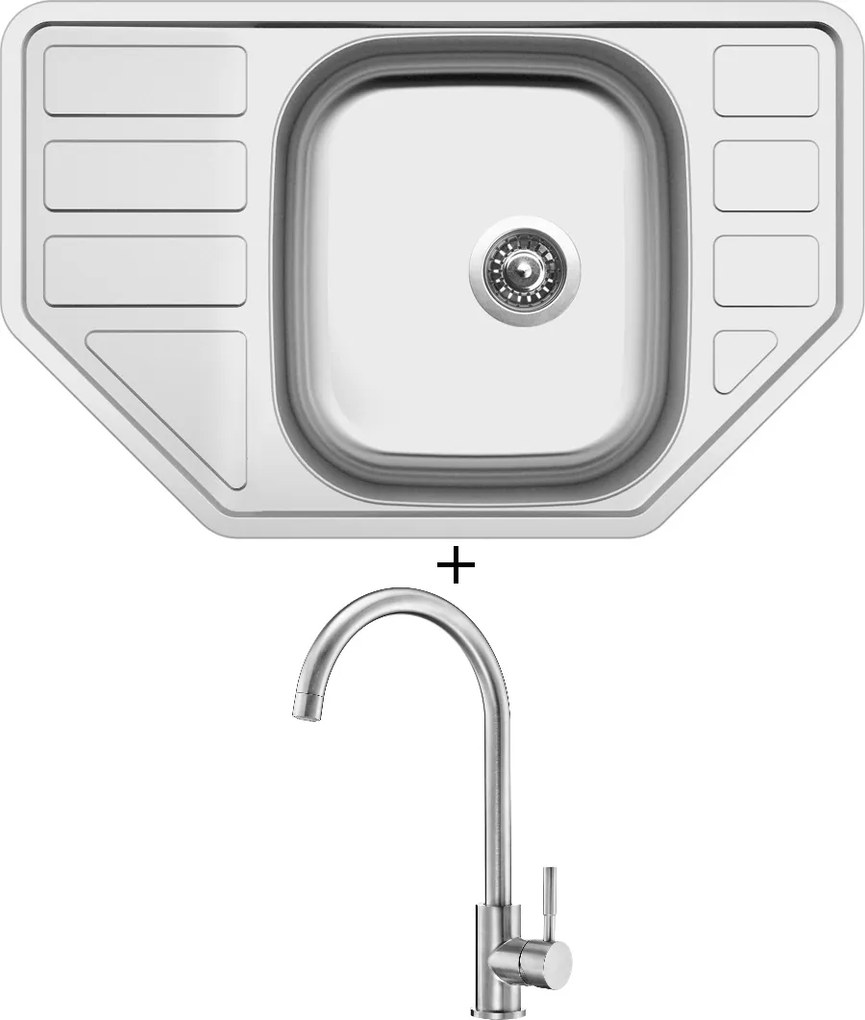 SET Sinks CORNO 770 V nerez matný + Deante LIMA BBM F62M nerez