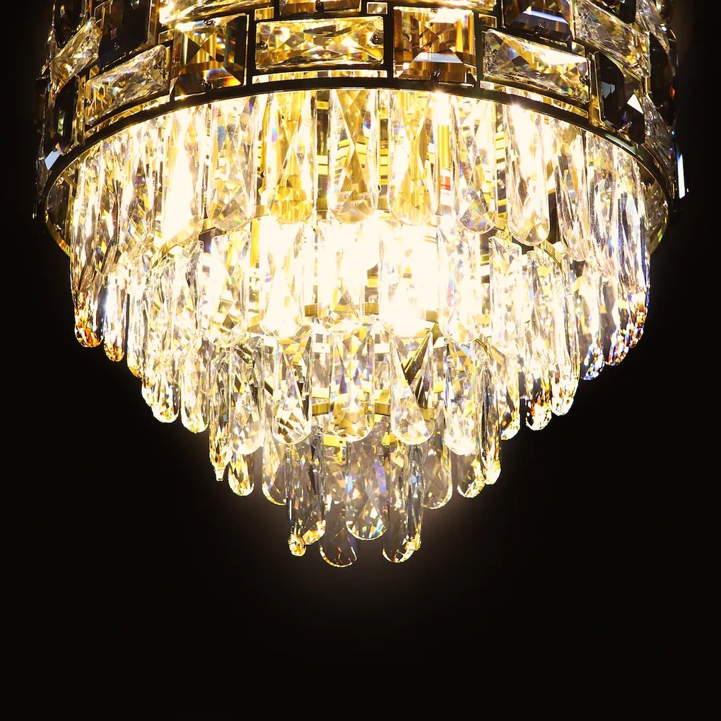 Lustr Luxuria I, 1x křišťálové/zlaté kovové stínítko, (fi 48cm), g