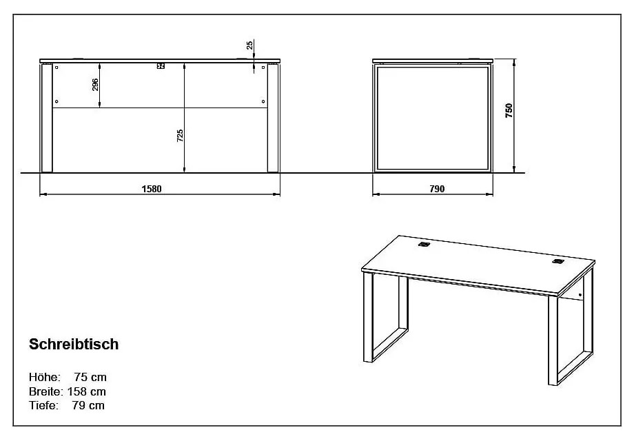 Pracovní stůl v dekoru dubu 158x79 cm Lioni - Germania