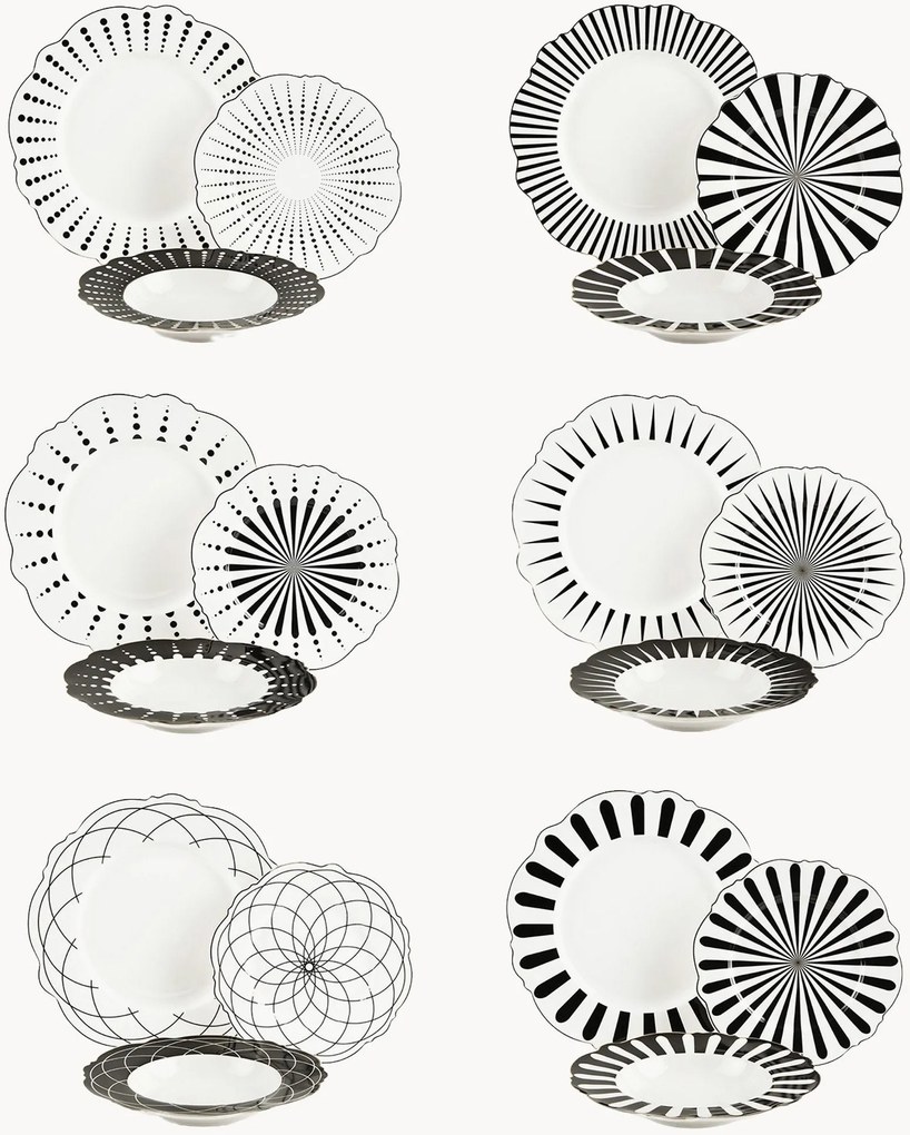 Sada nádobí z kostního porcelánu Alice, pro 6 osob, 18 dílů