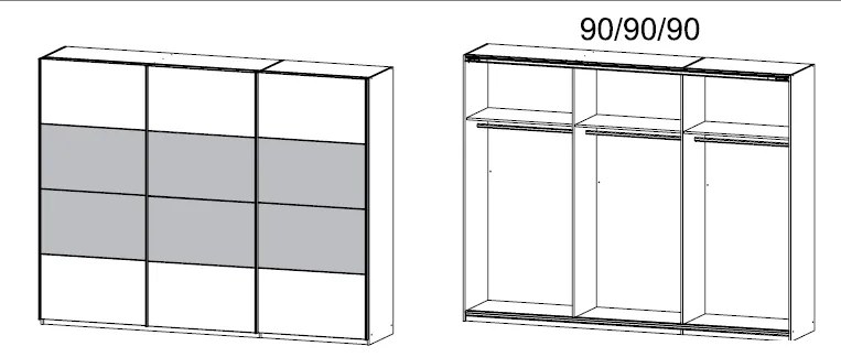 Šatní skříň s posuvnými dveřmi Bustas, 271 cm, dub san remo/bílá