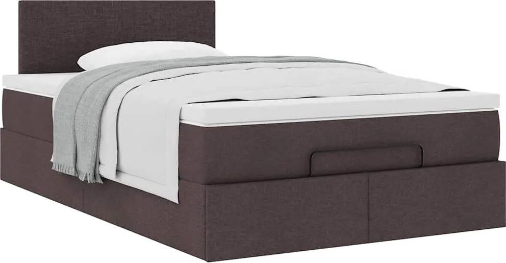 Osmanský rám postele s matrací tmavě hnědá 120x190cm textil 3311362