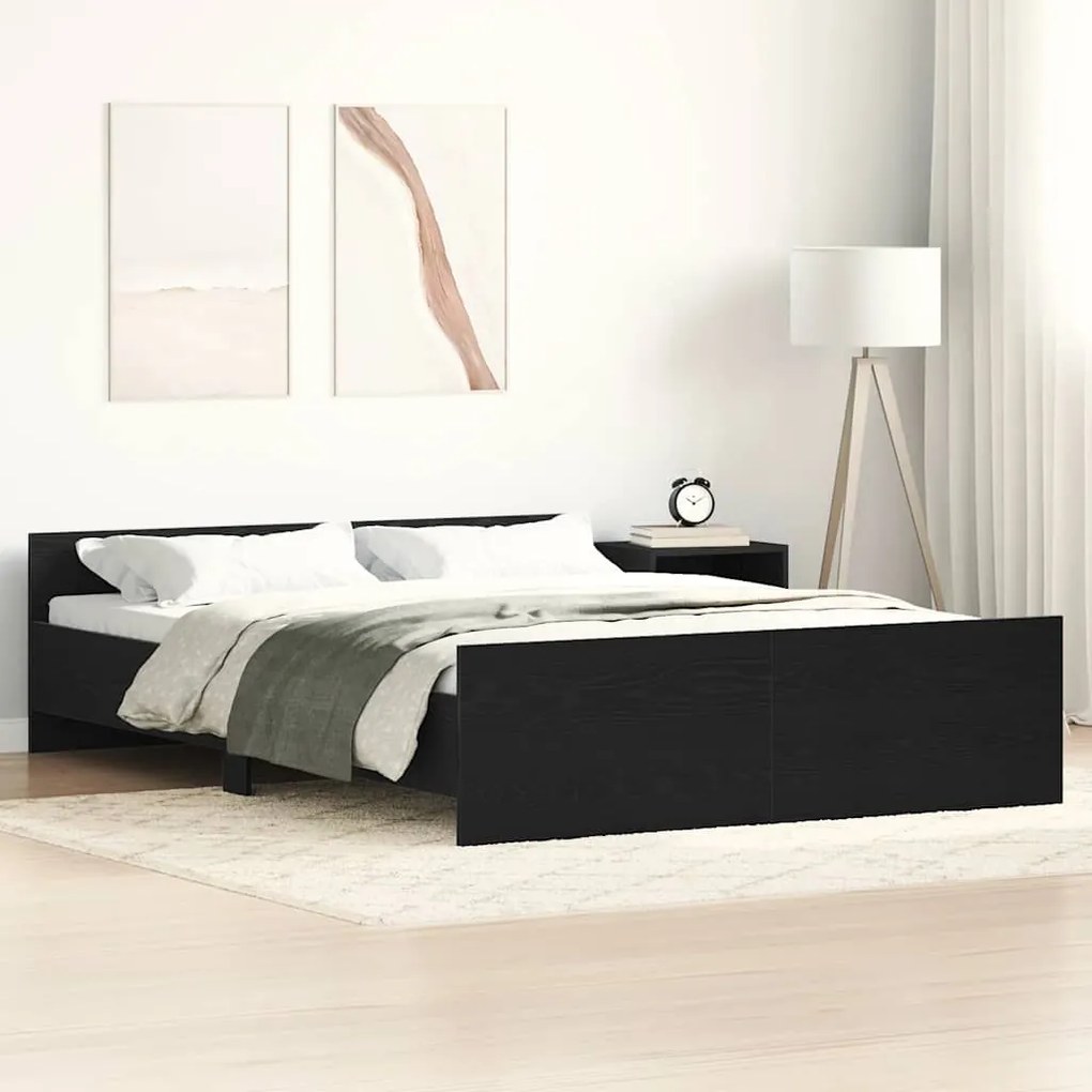 Rám postele bez matrace černý dub 140x190 cm kompozitní dřevo 3329324