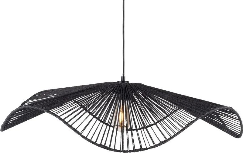 Černé kovové závěsné svítidlo se stínidlem z papírového výpletu ø 80 cm Sombra – Leitmotiv