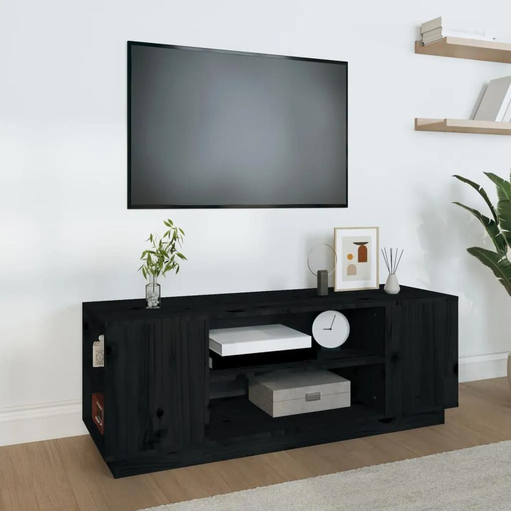 814413 vidaXL TV skříňka černá 110x35x40,5 cm masivní borové dřevo
