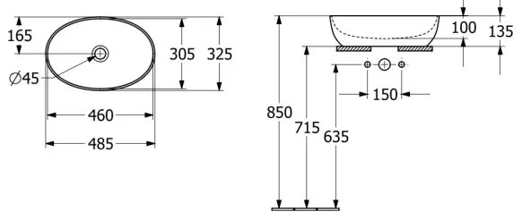 Villeroy & Boch 43884801 - Umyvadlo na desku ARTIS 48x32,5 cm keramika/bílá