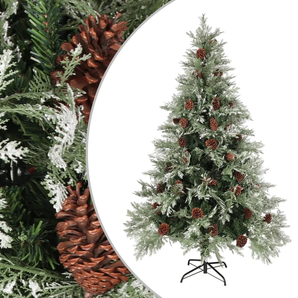 340533 vidaXL Vánoční stromek se šiškami zelenobílý 120 cm PVC a PE