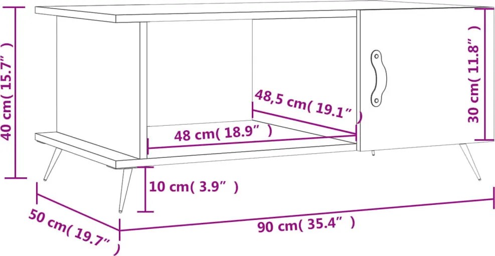 vidaXL Konferenční stolek 90 x 50 x 40 cm kompozitní dřevo [829460] Barva: šedá sonoma